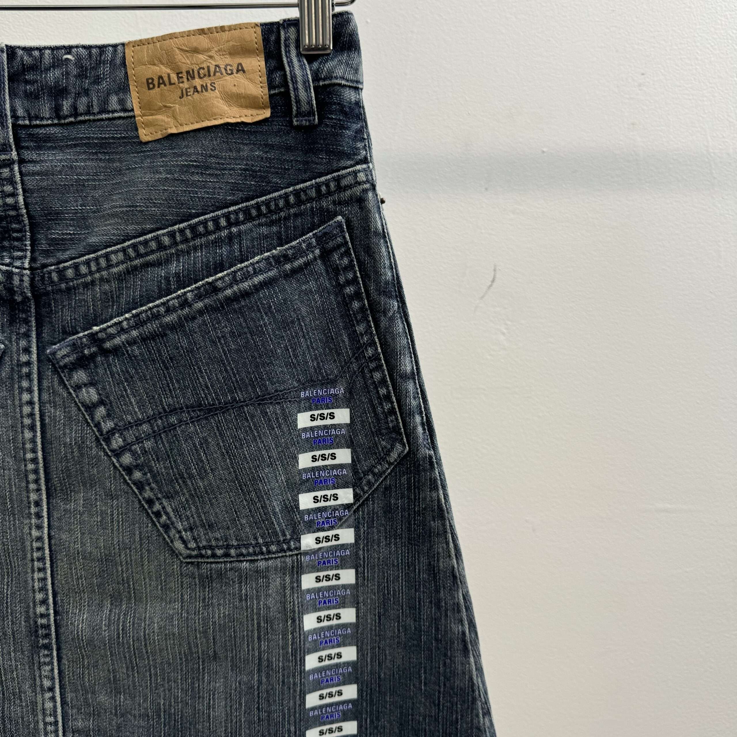 Balenciaga Sticker Denim Skirt | Veblen
